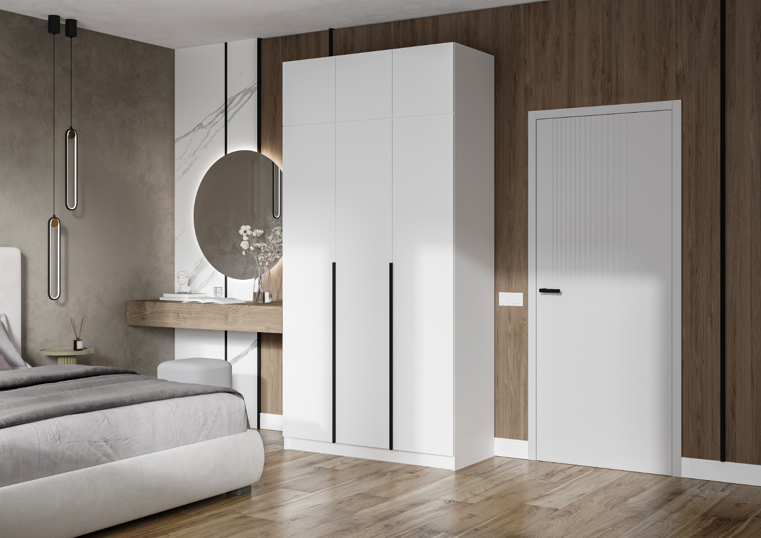 Купить Шкаф 3-х ств. Лион ШК-02 с антресолью АН-02 - Белый шагрень ...