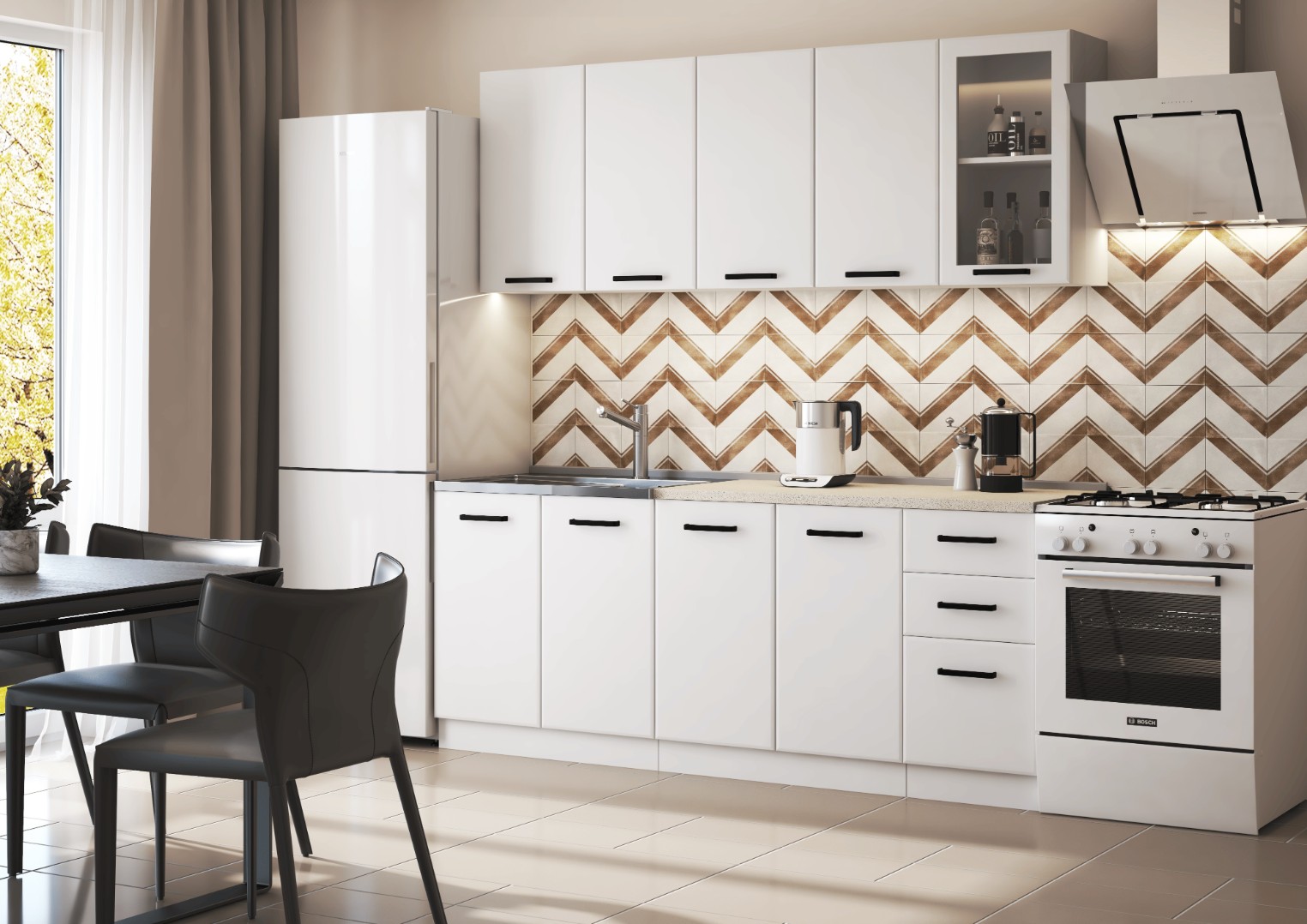 Купить Кухонный гарнитур Классика (Мыло) 1.8м - Матовая белый Софт (МК ...