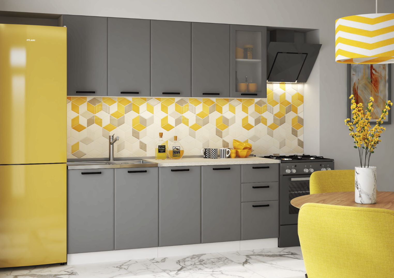 Купить Кухонный гарнитур Классика (Мыло) 1.8м - Матовая Лайт Грей Софт ...