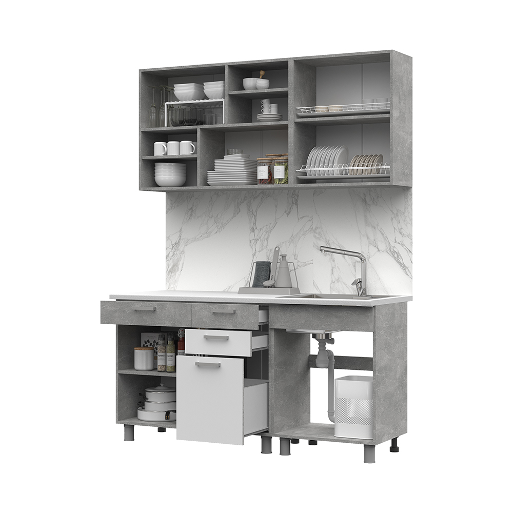 Купить Кухонный гарнитур Денвер 1,6м ЛДСП - Ателье светлый/Белый ...