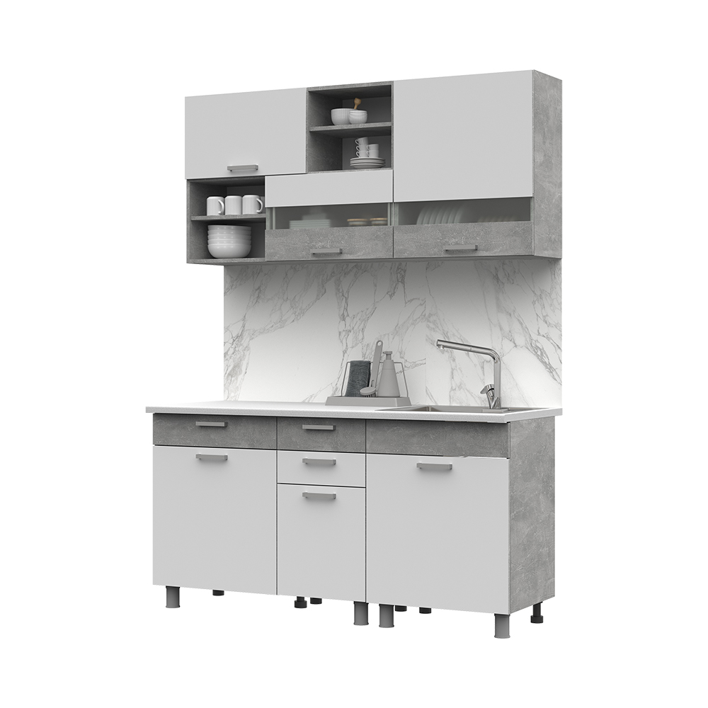 Купить Кухонный гарнитур Денвер 1,6м ЛДСП - Ателье светлый/Белый ...